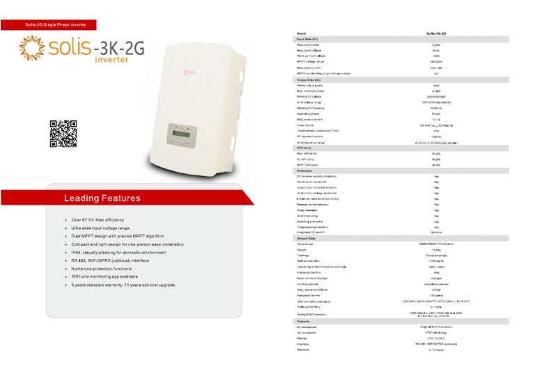 Datasheet Solis-3K 1phase | PDF