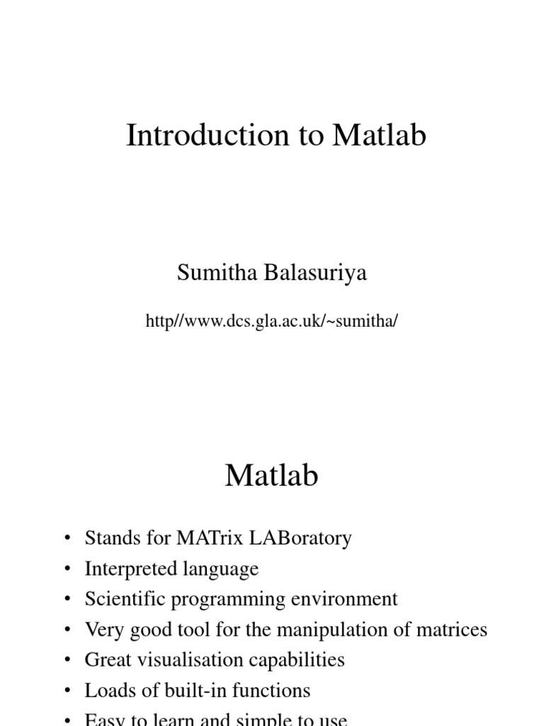 Introduction To Matlab | Download Free PDF | Matlab | Matrix (Mathematics)