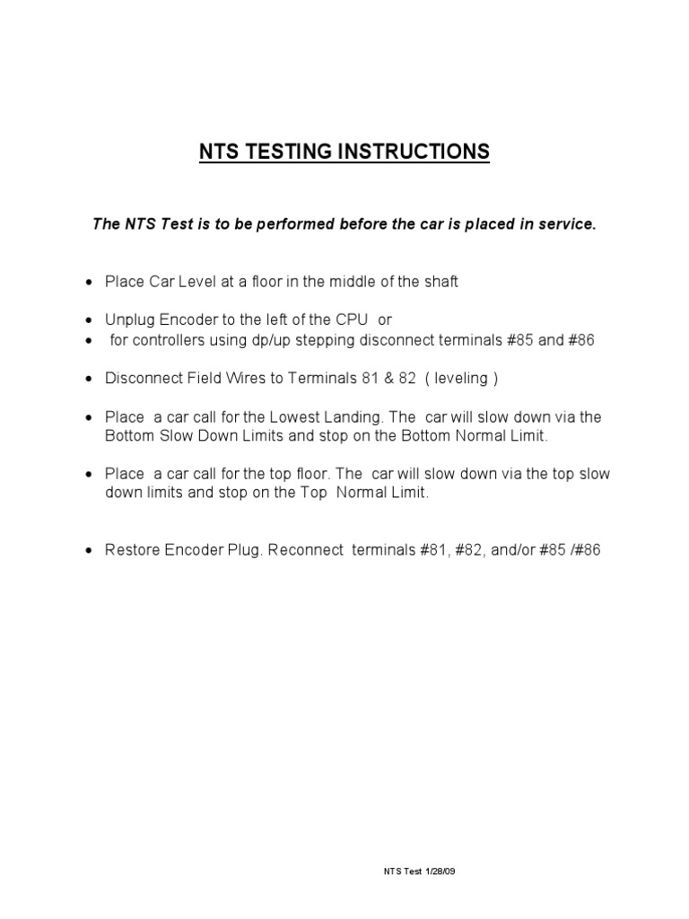 NTS Testing Instructions | PDF