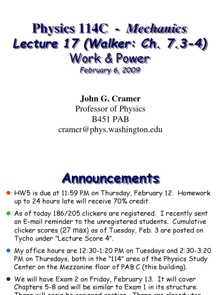 Work and Power in Mechanics Lecture | PDF | Elasticity (Physics) | Force