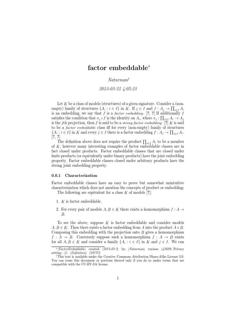 Factor Embeddable | PDF | Algebraic Structures | Space