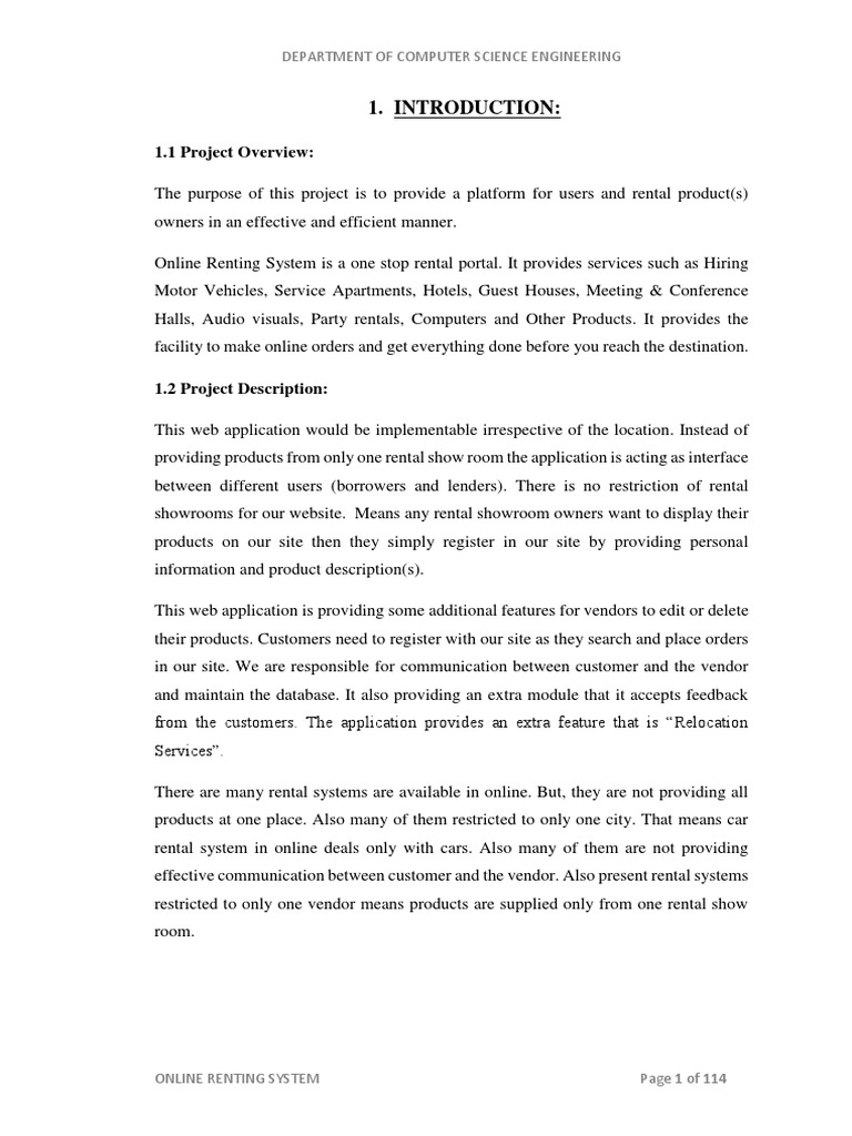 Online Rental System Project Synopsis | PDF | Information Technology ...