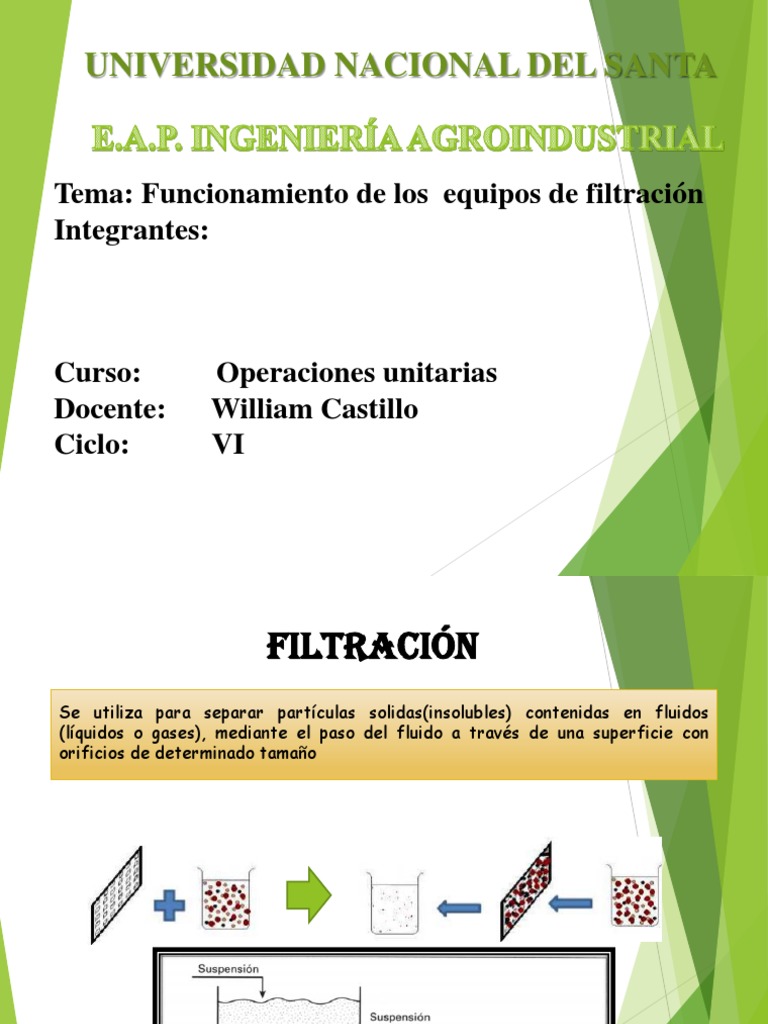Funcionamiento de Equipos de Filtración | PDF | Filtración | Agua
