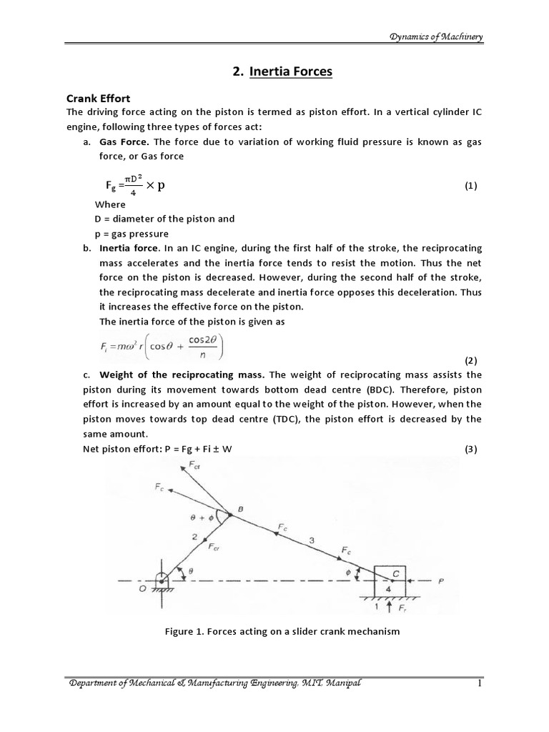 02 Inertia Forces - v2.0 Notes | PDF | Piston | Internal Combustion Engine