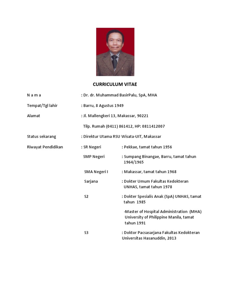 Curriculum Vitae Singkat, BP | PDF | Kesehatan Holistik