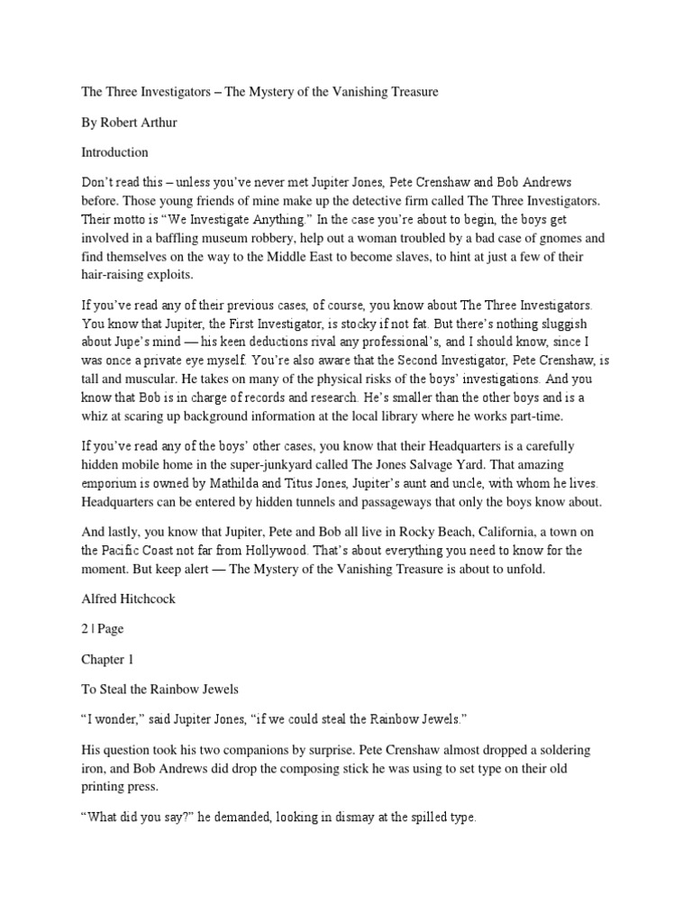 The Three Investigators: Vanishing Treasure | PDF | Nature