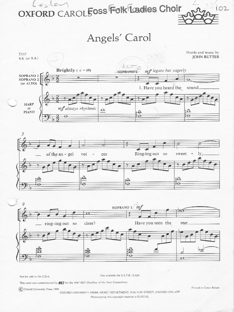 Angel's Carol Rutter Upper Voices | PDF