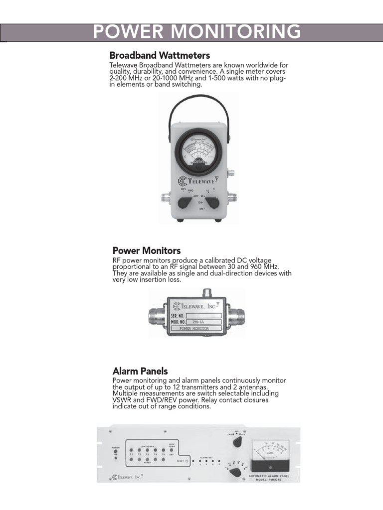 Telewave RF Wattmeters & Monitors | PDF | Relay | Electronic Engineering
