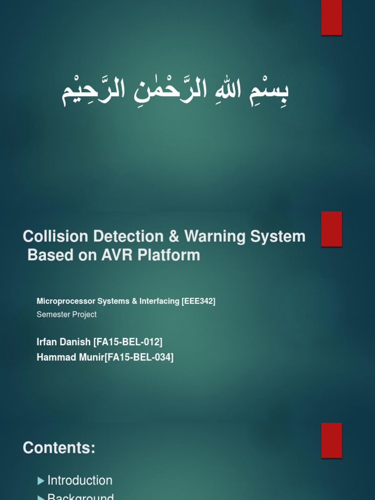 Collision Detection And Warning System Based On Avr Platform Presentation Pdf Ultrasound Arduino 