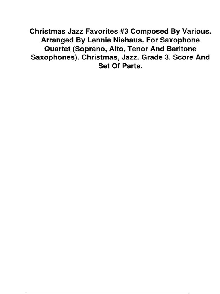 Christmas Jazz Favorites for Sax Quartet | PDF | Saxophone | Tenor ...