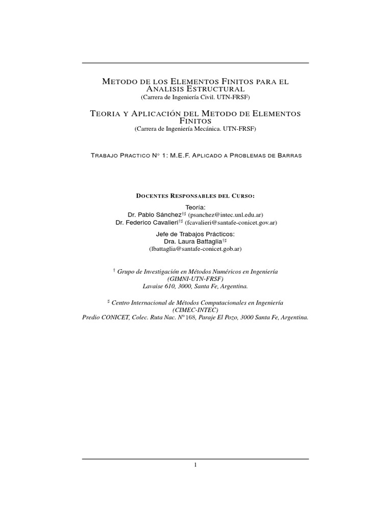 Teoría y Aplicación Del MEF | PDF | Método de elementos finitos | Elasticidad (Física)