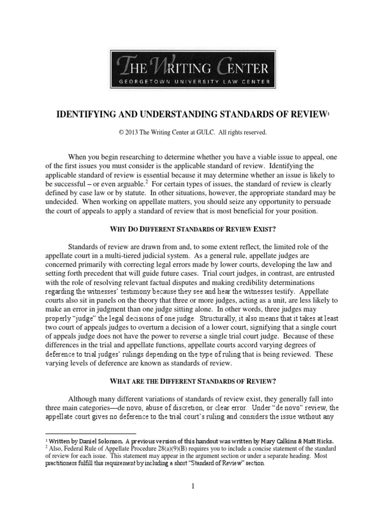 GEORGETOWN Standards of Review | PDF | Standard Of Review | Appeal
