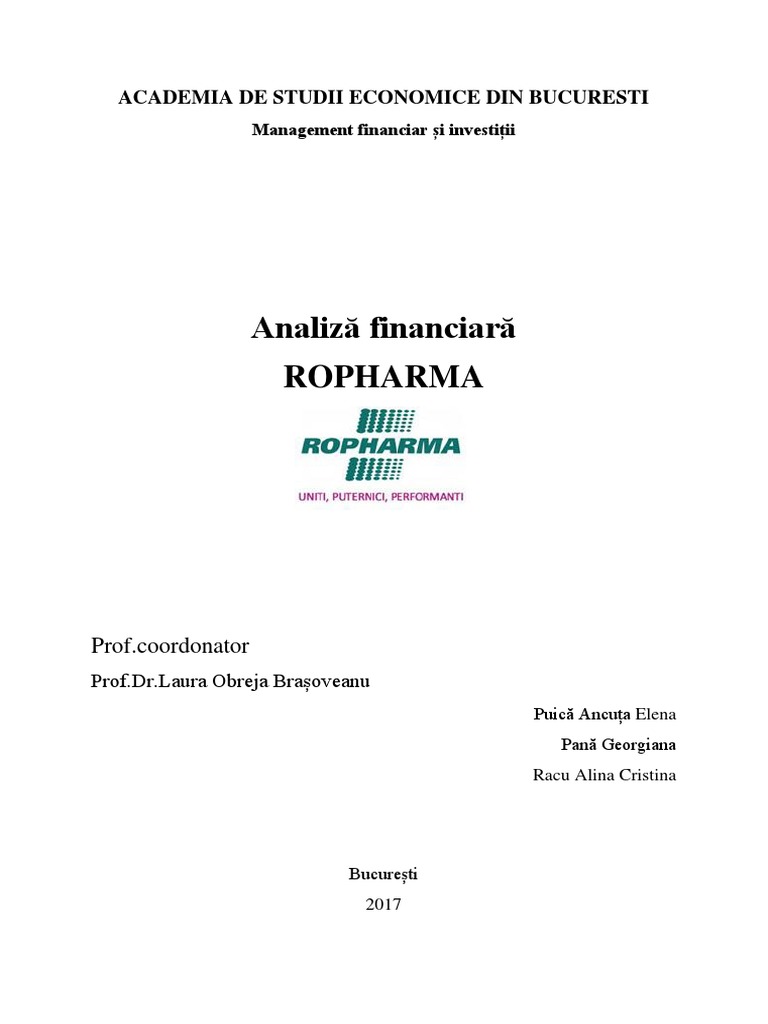 Analiza Financiara Studiu de Caz Ropharma | PDF