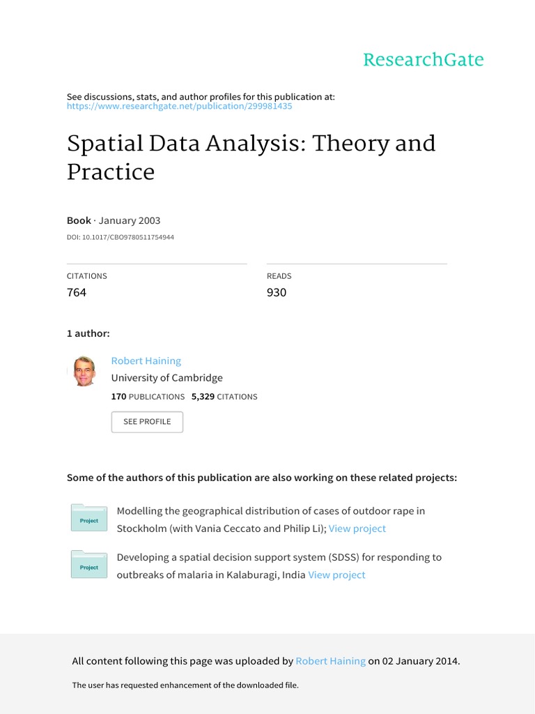 Spatial Data Analysis Theory and Practice | PDF | Spatial Analysis | Correlation And Dependence