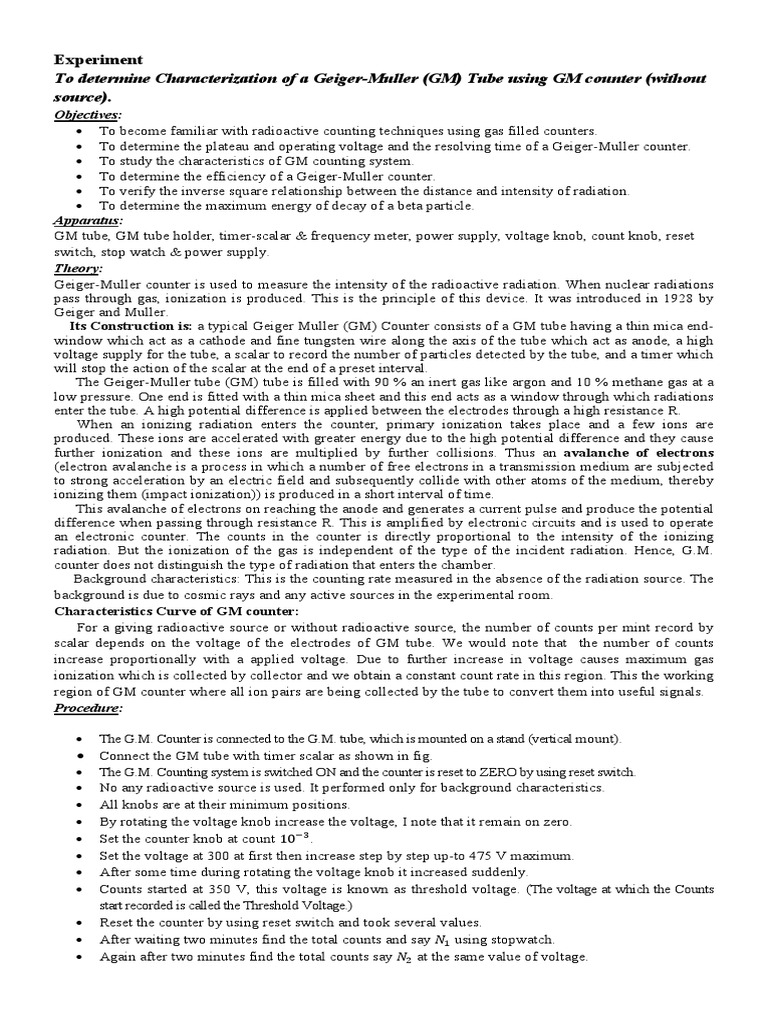 Lab 5th Assignment About GM Counter | PDF | Vacuum Tube | Ionization