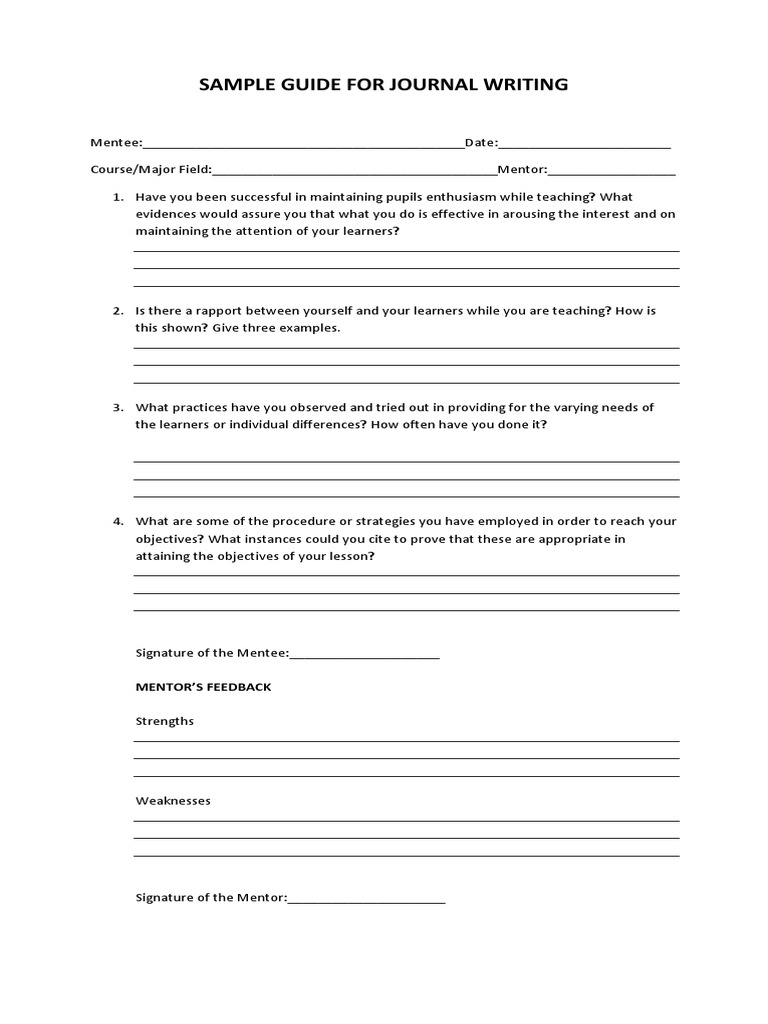 Journal Writing | PDF | Mentorship | Action (Philosophy)