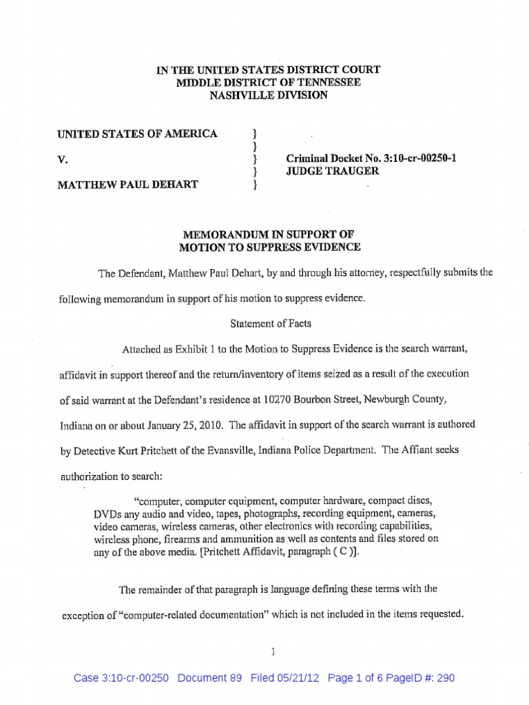 Motion To Suppress #FreeMattDehart | PDF