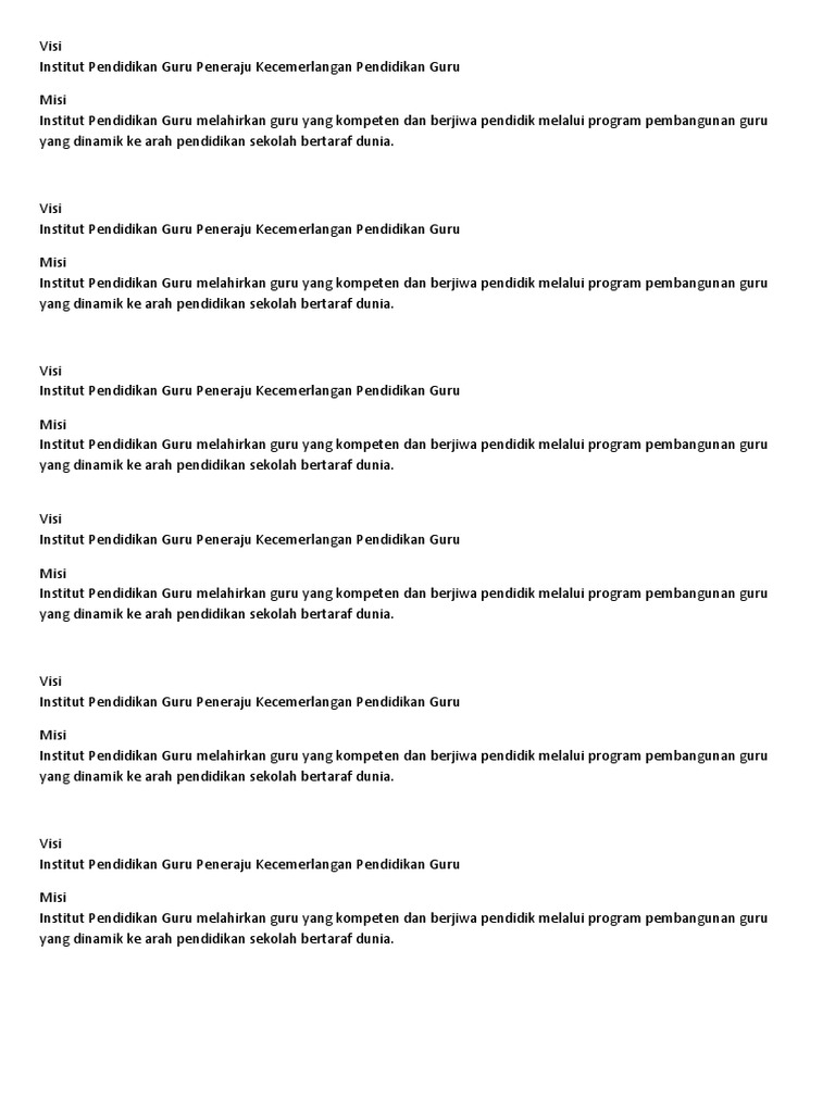 Visi Dan Misi IPG | PDF