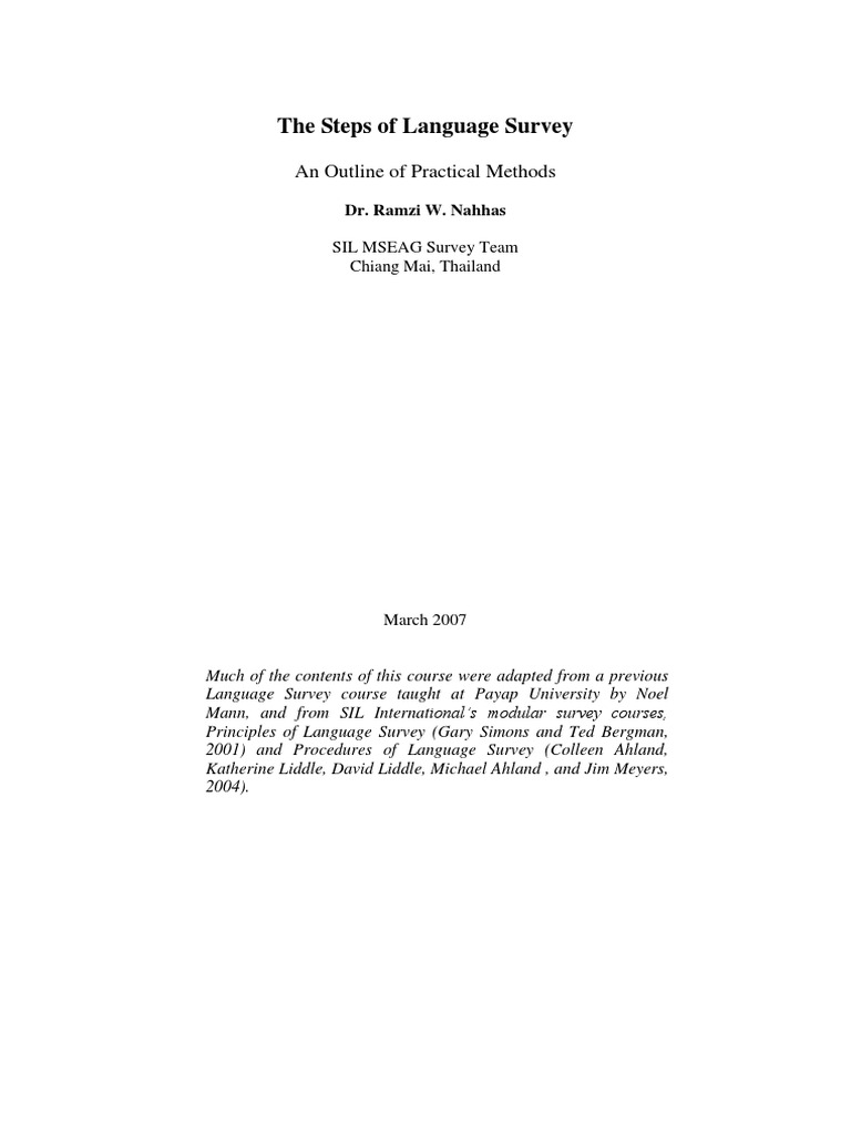 The Steps of Language Survey | PDF | Survey Methodology | Multilingualism
