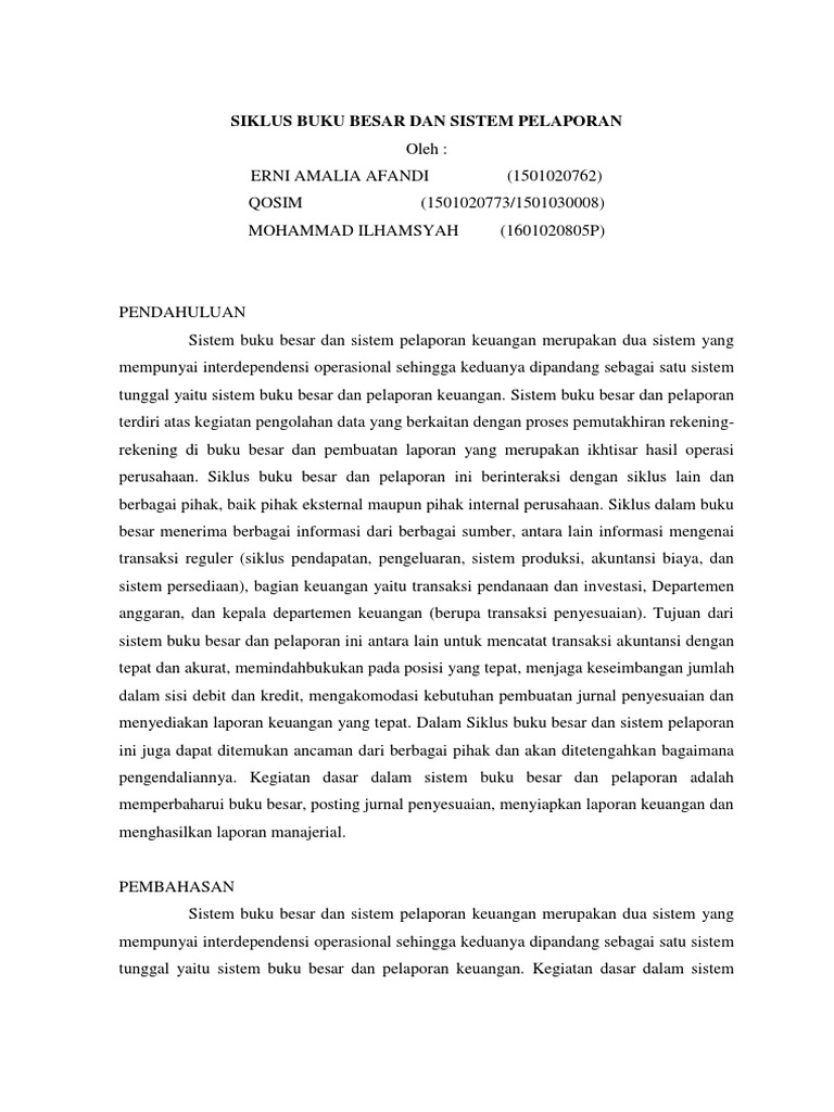 Paper - Siklus Buku Besar Dan Sistem Pelaporan | PDF