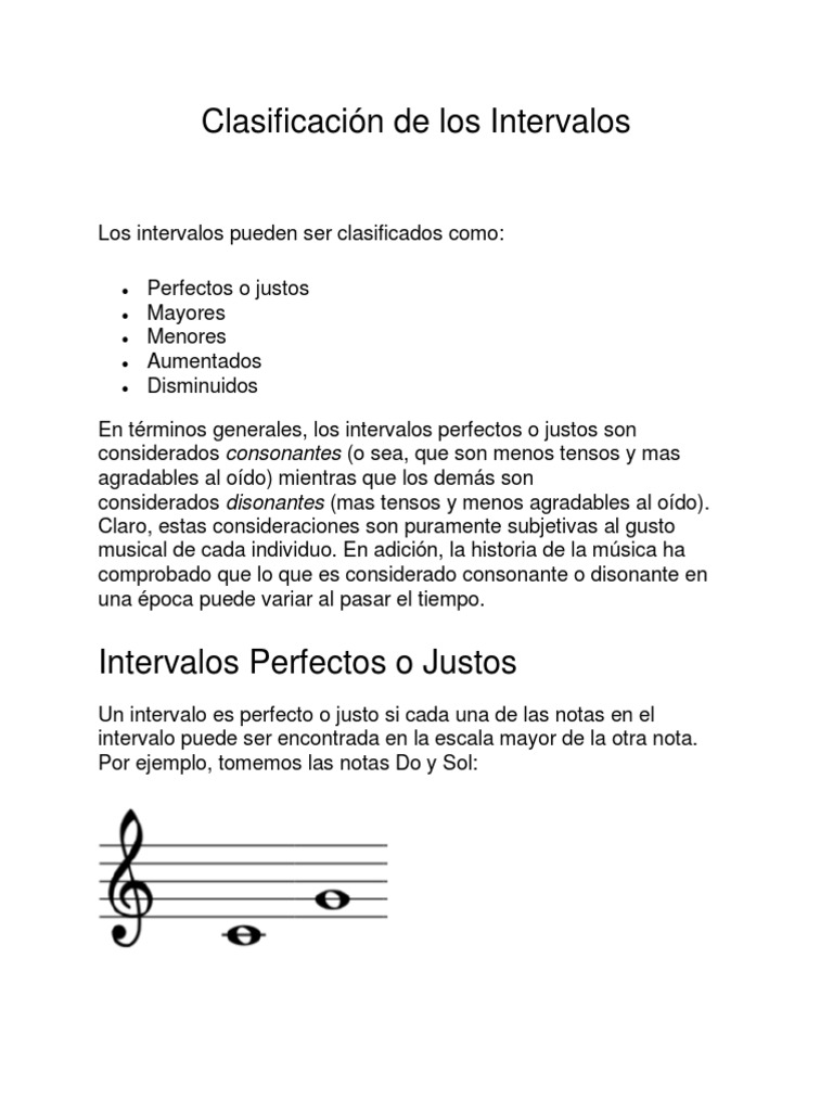 Clasificación de Los Intervalos | PDF | Intervalo (música) | Escala (música)