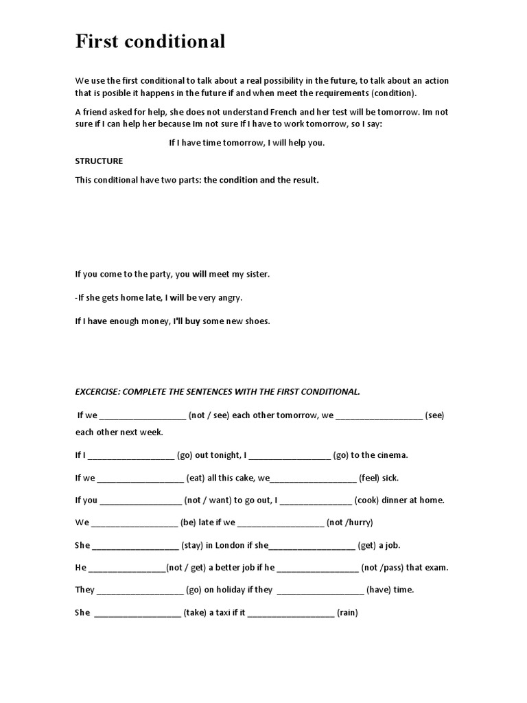 First Conditional: Structure | PDF