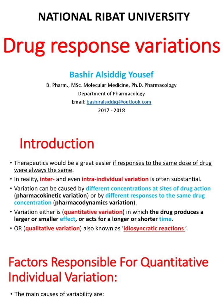 Variation of Drug Response-1 | Pharmacology | Pharmaceutical Drug