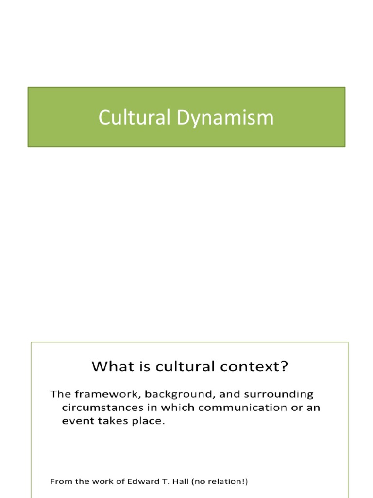Cultural Dynamism | PDF | Nonverbal Communication | Psychological Concepts