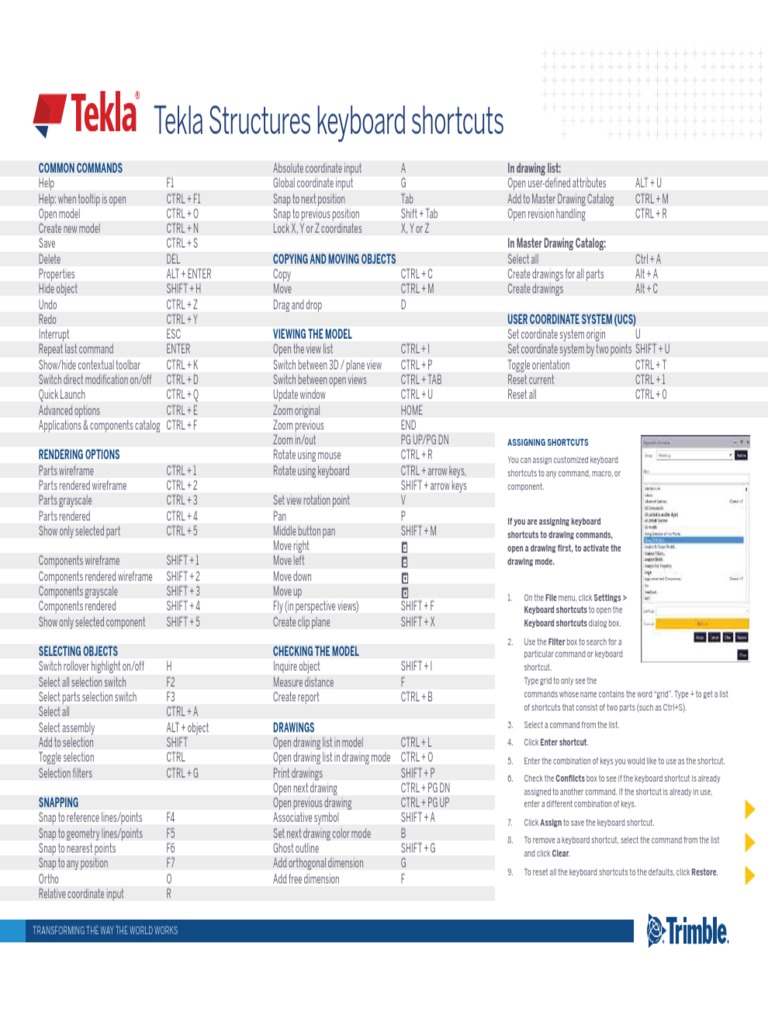 Tekla Shortcut 2 | Keyboard Shortcut | Control Key