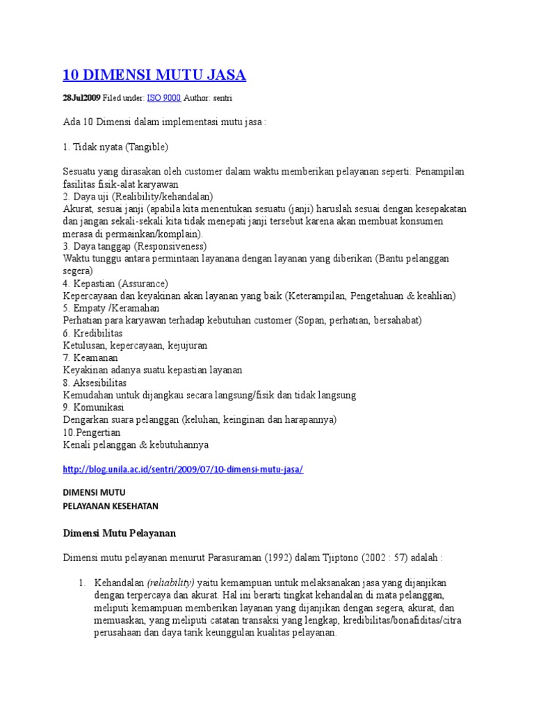 Dimensi Mutu | PDF