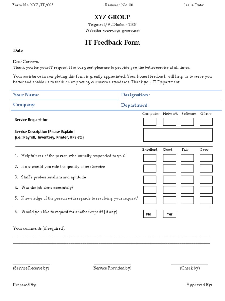Sample of Feedback Form | PDF | Business