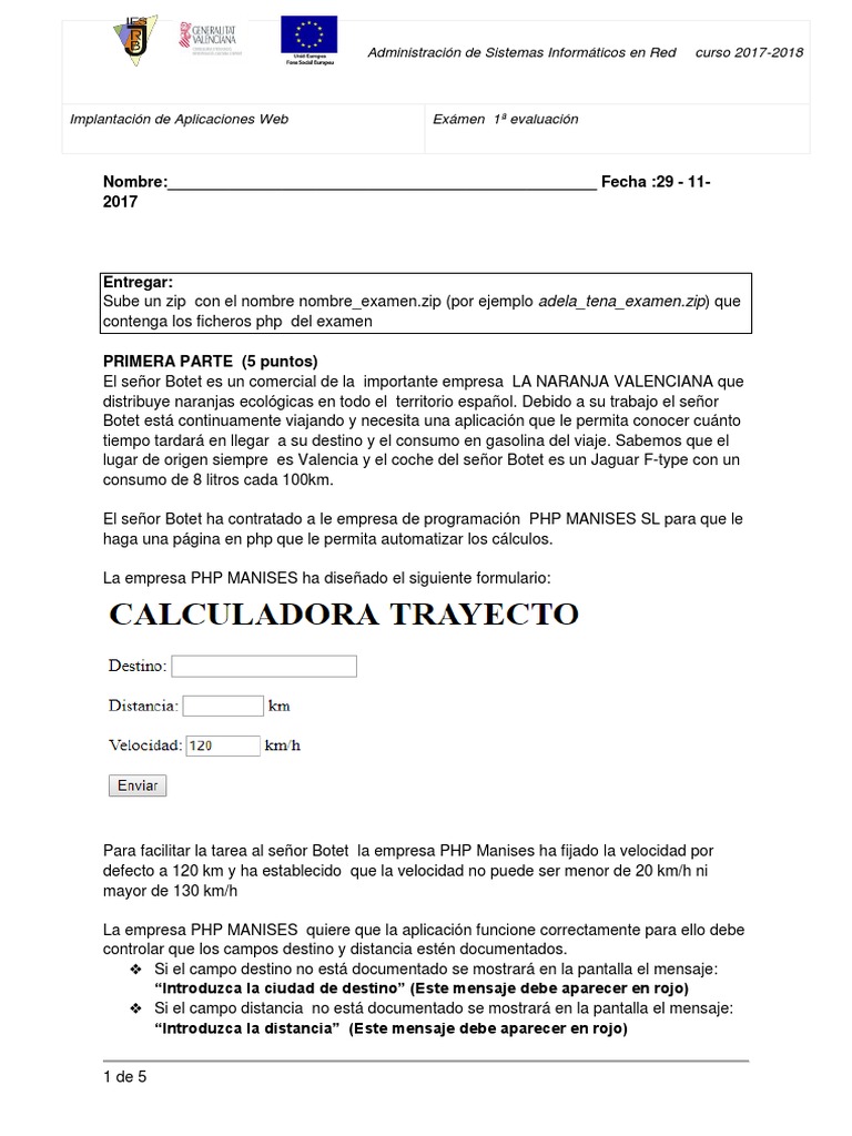 Examen PHP | Descargar gratis PDF | HTML | Php