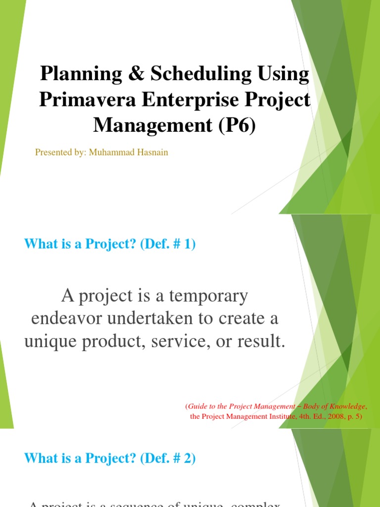 Planning & Scheduling Using Primavera Enterprise Project Management (P6 ...