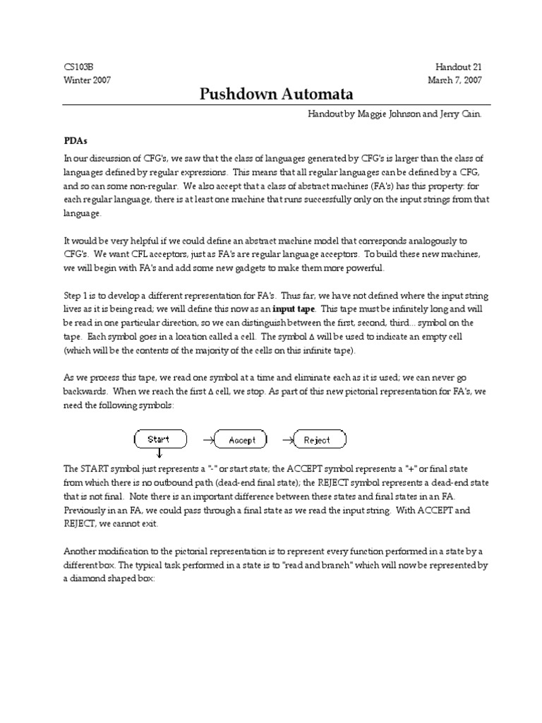 21 Pushdown Automata Pdf Formal Methods Theoretical Computer Science