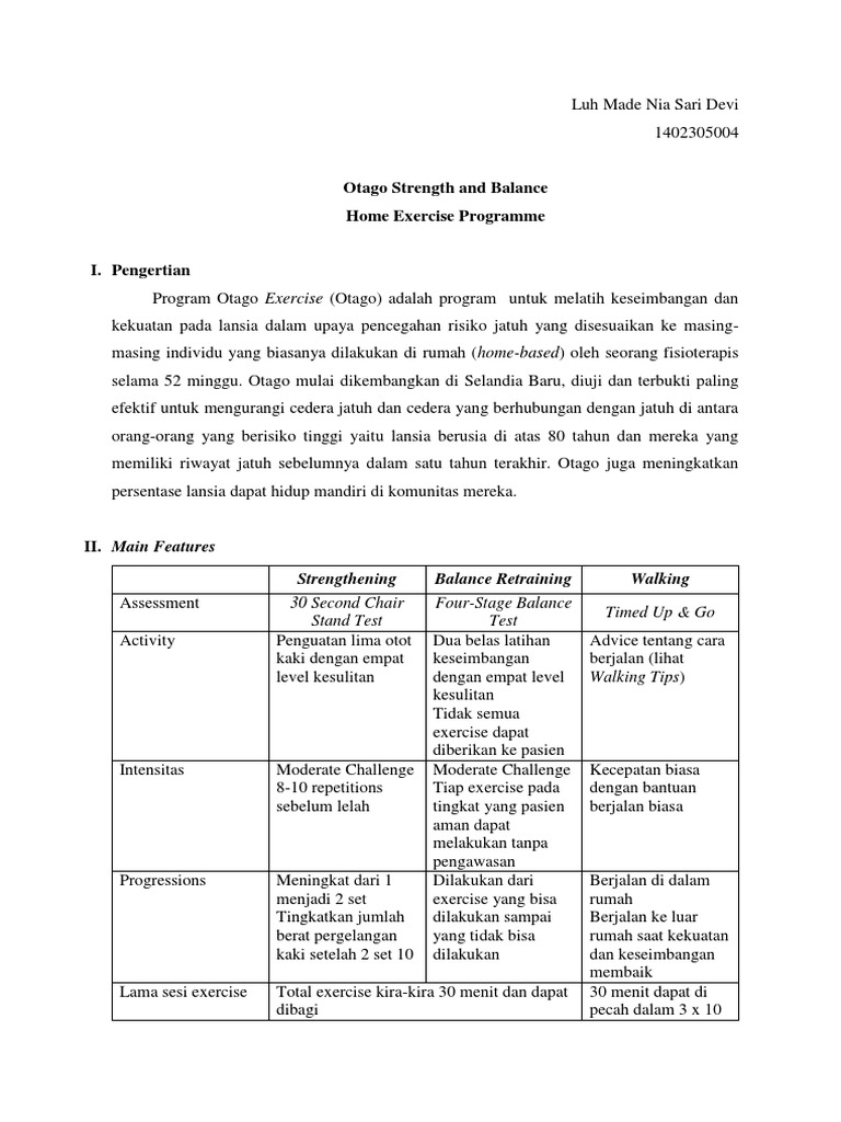 Program Otago Exercise | PDF