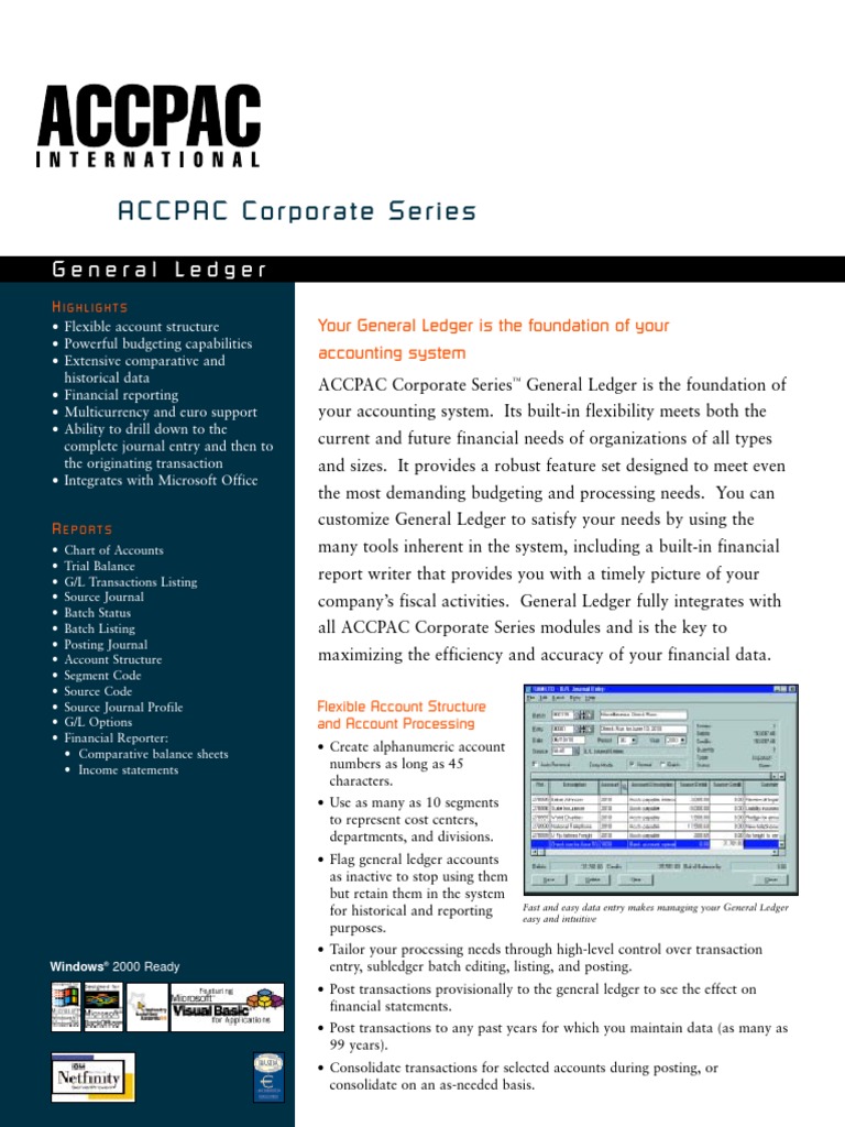 ACCPAC Corporate Series: General Ledger | PDF | Microsoft Excel | C (Programming Language)