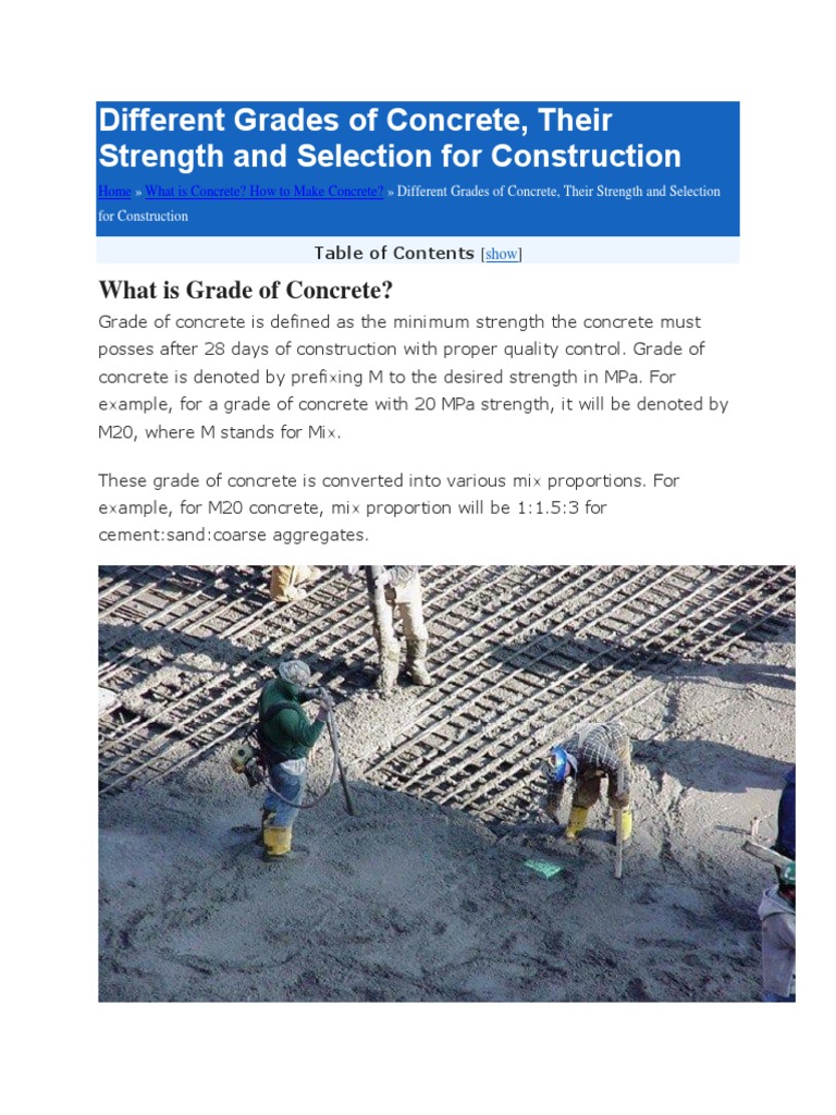 Concrete Grades: Strength & Selection | PDF | Concrete | Engineering