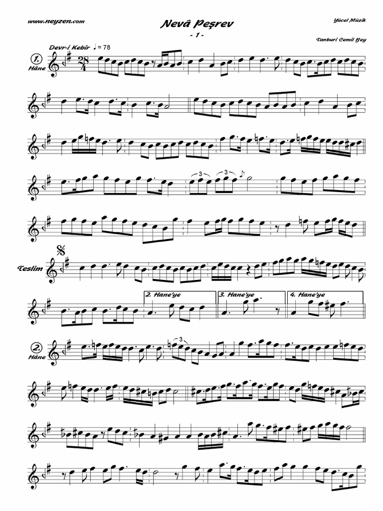 Neva Peşrev - Tanburi Cemil Bey | PDF