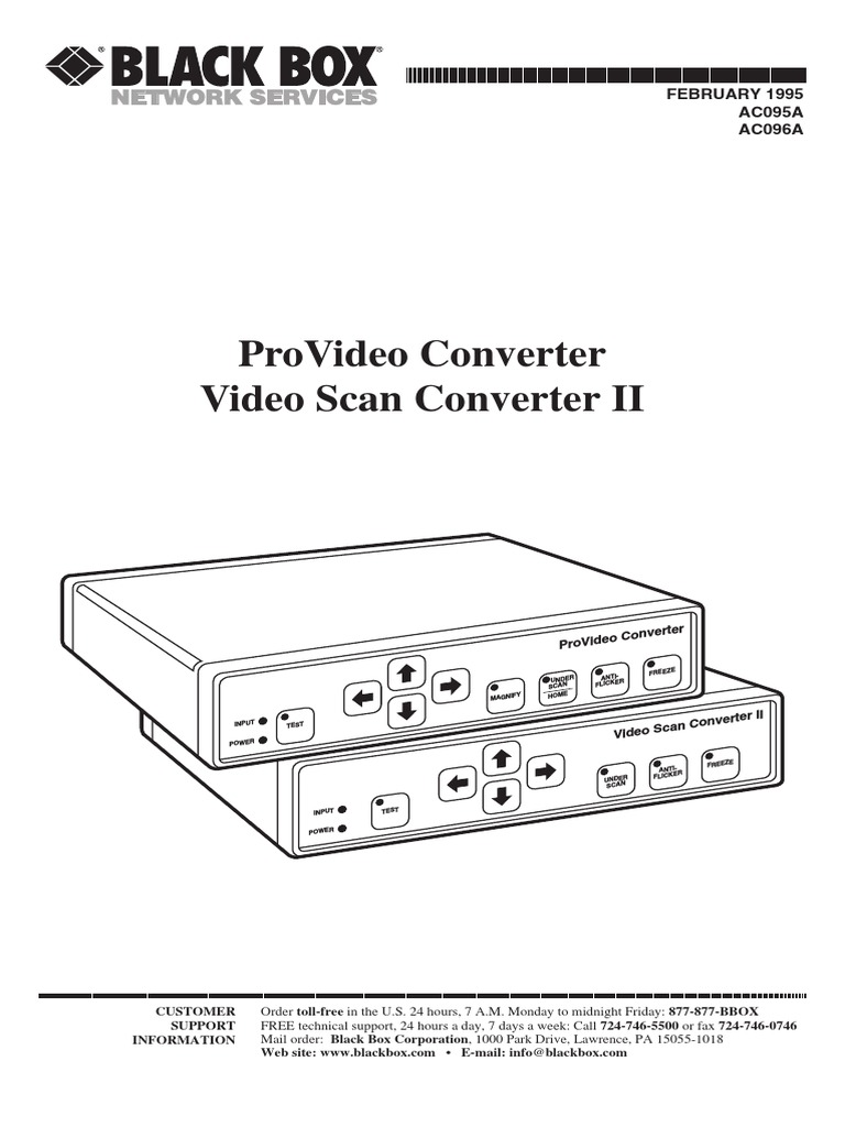 Provideo Converter Video Scan Converter Ii: February 1995 Ac095A Ac096A ...