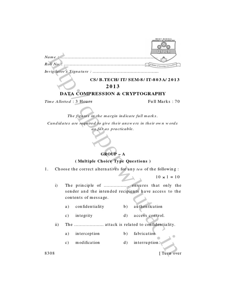 HT TP: //qpa Pe R.W But .Ac .In: Data Compression & Cryptography | PDF | Data Compression ...