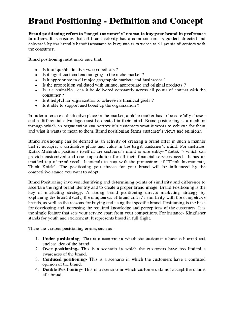Brand Positioning | PDF | Microeconomics | Business Economics