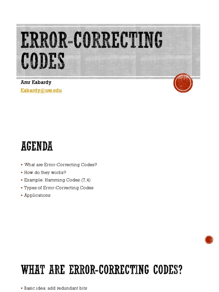 Pres 3 | PDF | Forward Error Correction | Error Detection And Correction