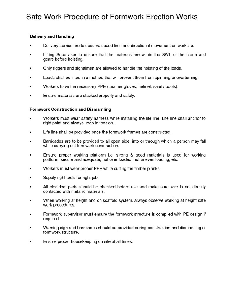 SWP - Formwork Construction | PDF
