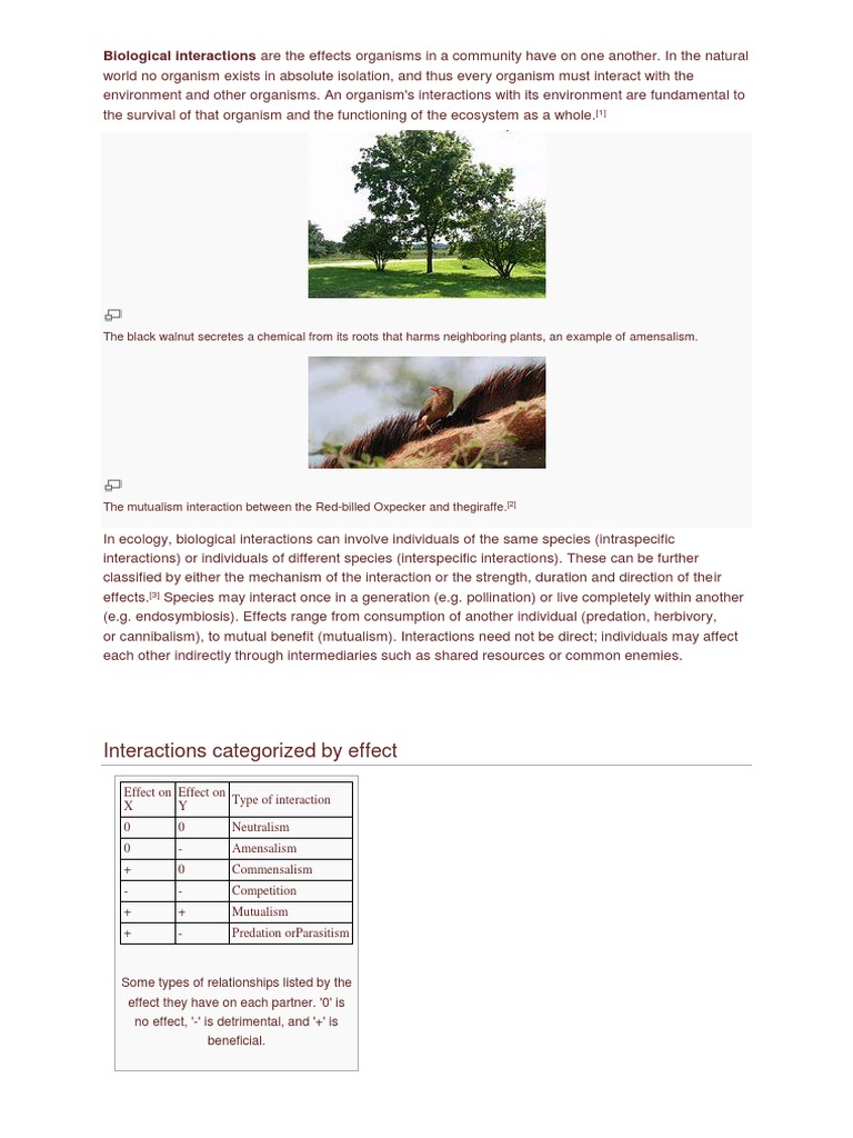 Biological Interactions | Biological Interactions | Organisms