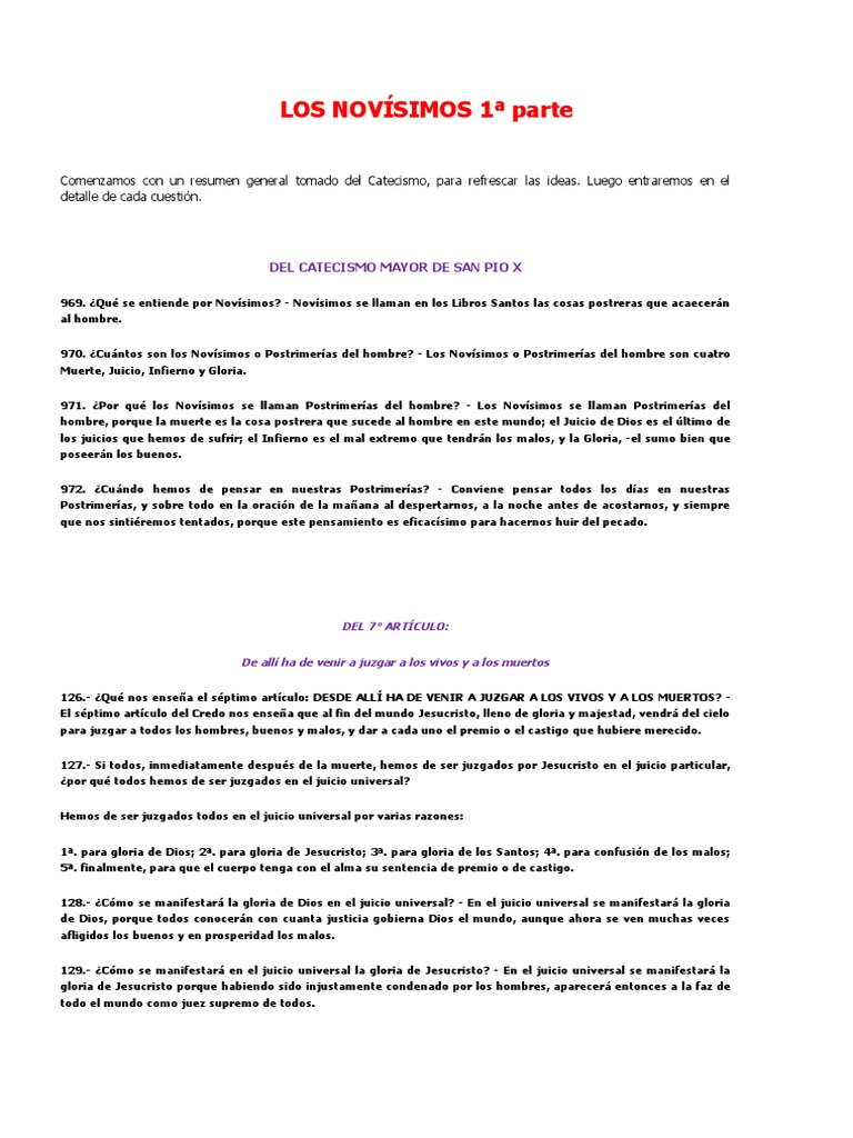 Novísimos: Muerte, Juicio, Infierno y Gloria | PDF | Purgatorio | Infierno
