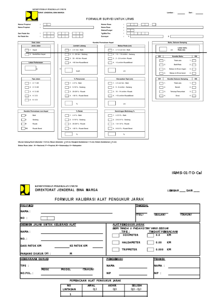 Formulir Survei Kondisi Jalan | PDF