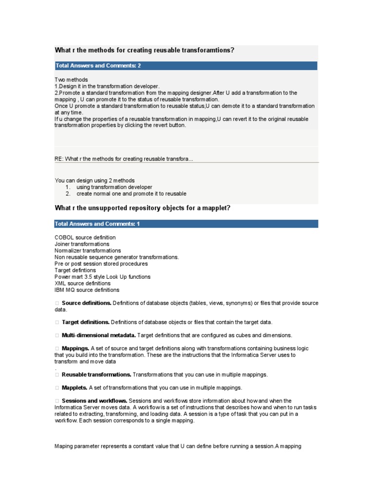 Informatica Questions | PDF | Database Index | Cache (Computing)