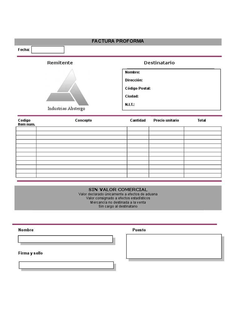 Modelo Factura Proforma