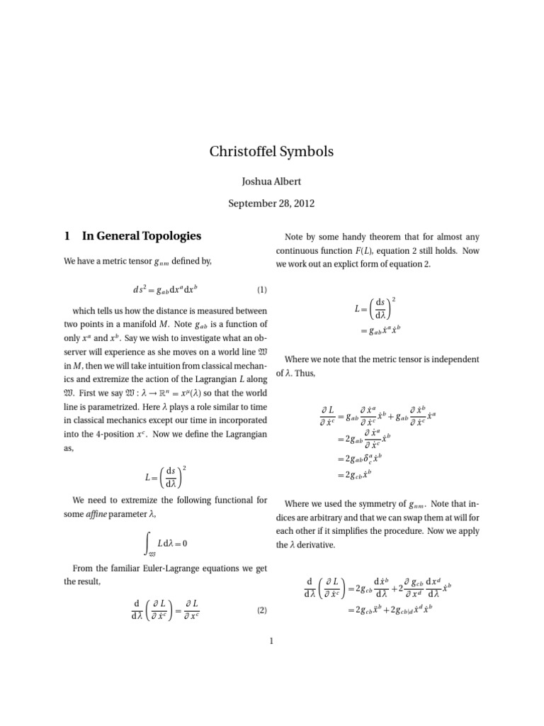 Christoffel Symbols | Coordinate System | Mathematical Physics