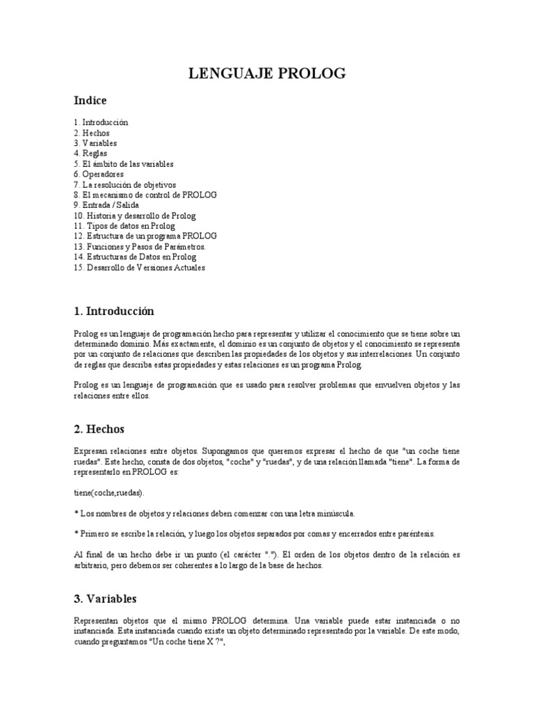 Prolog | PDF | Lógica de primer orden | Lenguaje de programación